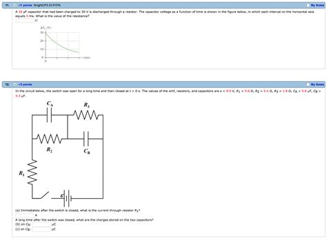 Solved What Is The Time Constant For The Discharge Of The