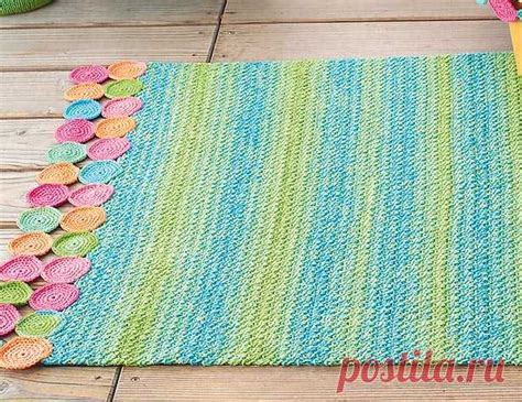 Коврик с каймой из разноцветных кружков схема вязания крючком Вяжем КРЮЧОК Постила