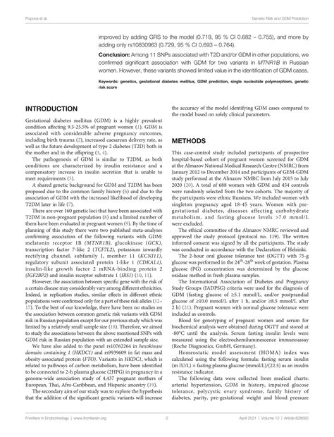 Solution Association Of Common Genetic Risk Variants With Gestational