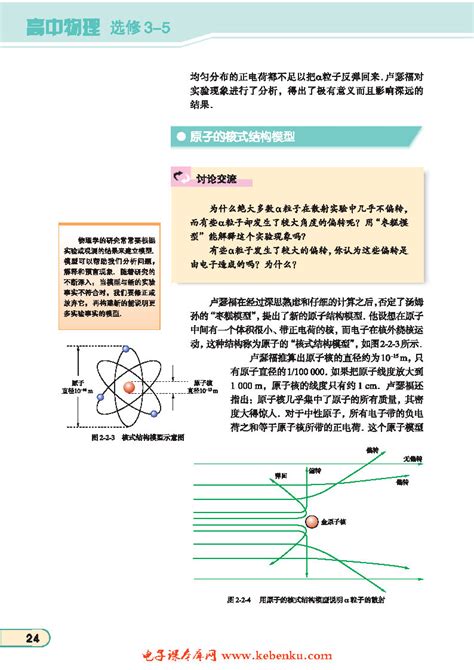 原子的核式结构模型 3 课文 教科版高三物理选修3 5课本书 好学电子课本网