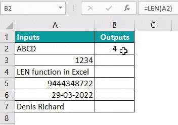LEN Excel Function Formula Examples How To Use
