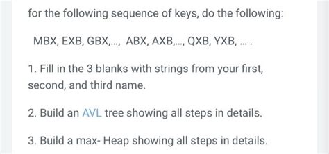 solved for the following sequence of keys do the following