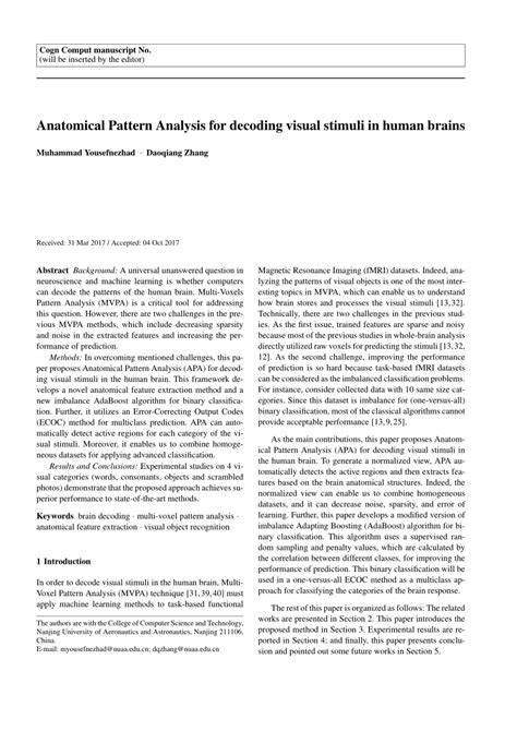 pdf anatomical pattern analysis for decoding visual stimuli in human