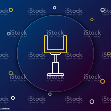 흰색과 노란색 라인 미국 축구 목표 게시물 아이콘 어두운 파란색 배경에 격리 다채로운 개요 개념 벡터 일러스트레이션 Championship에 대한 스톡 벡터 아트 및 기타