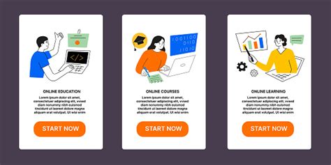 온라인 코스 레이아웃 페이지 벡터 일러스트레이션이 포함된 Ui 및 Ux 웹 배너 원격 교육 온라인 학교 웹사이트 인터페이스 It