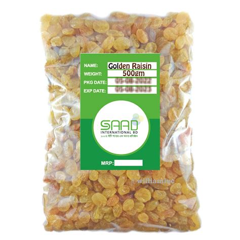 Kismis Golden Raisin Kismis Seedless 500gm Saad International Bd