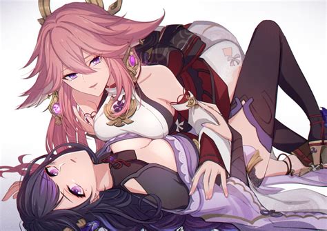 Raiden Shogun And Yae Miko Genshin Impact Drawn By Gr Mh Danbooru