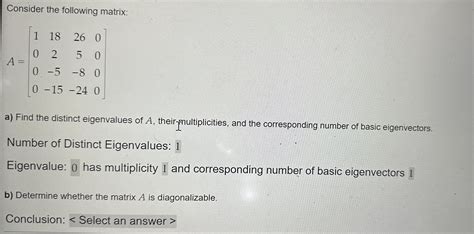Solved Consider The Following Matrix