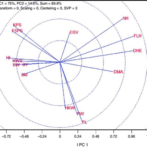 Vector View Of The Biplot Showing Interrelationships Among Wheat Traits Download Scientific