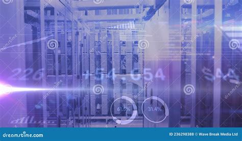 Animation Of Data Processing And Diagrams Over Server Room Stock Footage Video Of Server