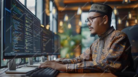 Premium Photo Muslim Developer Managing Code On Desktop Computer In Data Center Concept Muslim