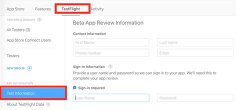 Ios Testflight External User Test Need Demo Account And Content