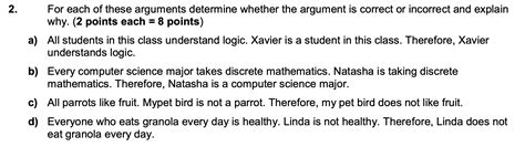 Solved For Each Of These Arguments Determine Whether The Chegg Com