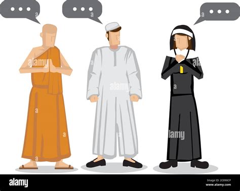 People Of Different Religions Islam Muslim Buddhism Monk And A
