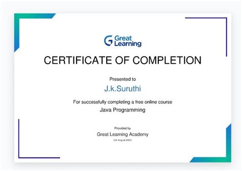 Suruthi Jayakumar On Linkedin Javaprogramming Greatlearning Programmer Journal Completion