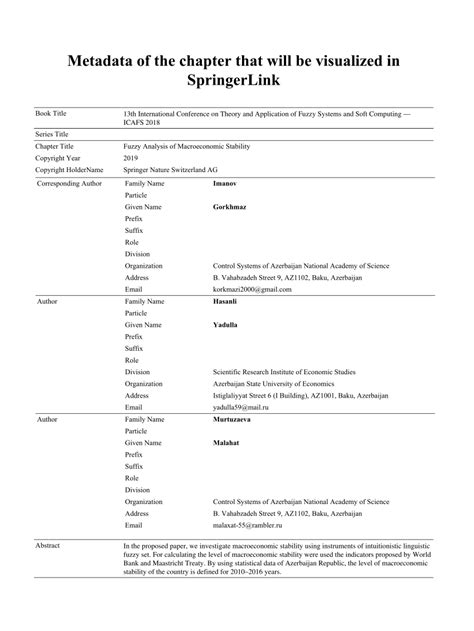 PDF Fuzzy Analysis Of Macroeconomic Stability