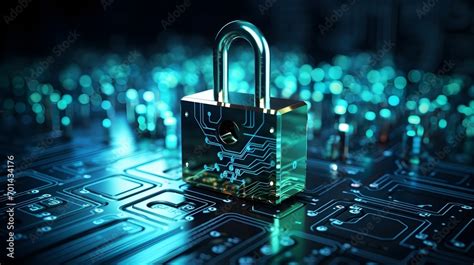 Cybersecurity Symbolism Futuristic Padlock Concept Sci Fi User Interface Design Technologys