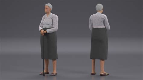 Older Woman Standing With Walking Cane 3d Model Turbosquid 2300502