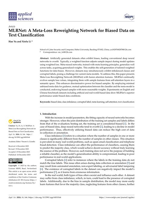 Pdf Mlrnet A Meta Loss Reweighting Network For Biased Data On Text Classification