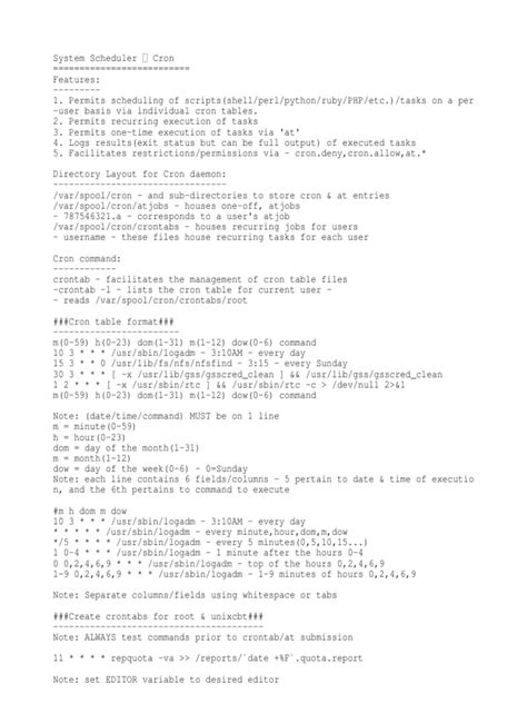 Cron Tab Scheduler Pdf