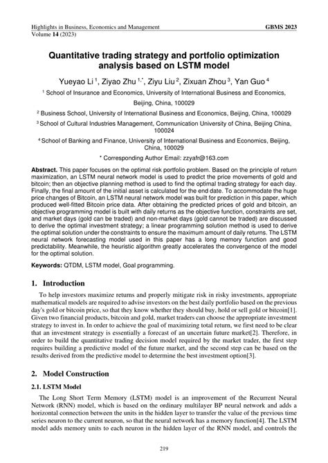 Pdf Quantitative Trading Strategy And Portfolio Optimization Analysis