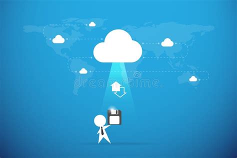 Businessman Send Floppy Disk To The Cloud Backup Data Concept Stock Vector Illustration Of
