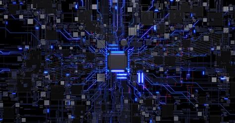 High Tech Cpu Processing Data Signals From The Chip Are Flowing Foto Stok Unduh Gambar