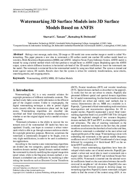 pdf watermarking 3d surface models into 3d surface models based on anfis