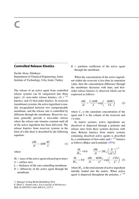 Pdf Controlled Release Kinetics