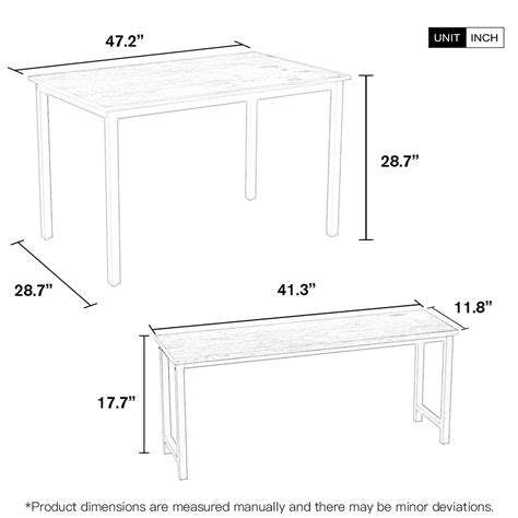 New 3 Piece Farmhouse Dining Set Including 1 Table And 2 Benches For