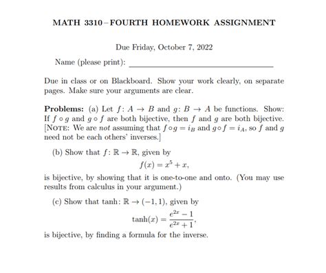 Solved Math 3310 Fourth Homework Assignment Due Friday