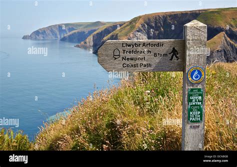 Waymarker On The South Wales Coast Path Between Cardigan And Newport In