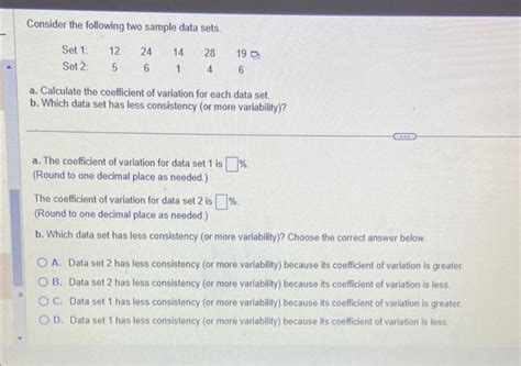 Solved Consider The Following Two Sample Data Sets A Chegg Com