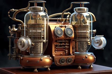 Premium AI Image Espresso Coffee Machine Steampunk Illustration Generative Ai