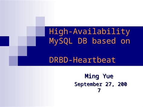 ppt high availability mysql db based on drbd heartbeat dokumen tips
