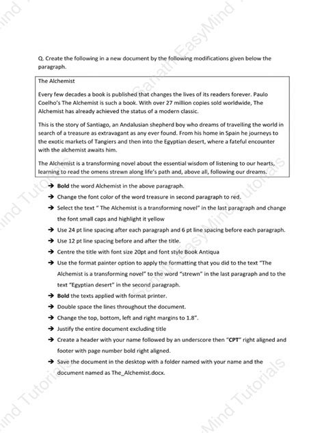 Ms Word Cpt Questions Sanatheasymindtutorials Pdf