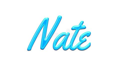 Glowing Blue Effect Of Name Nate On White Background Stock
