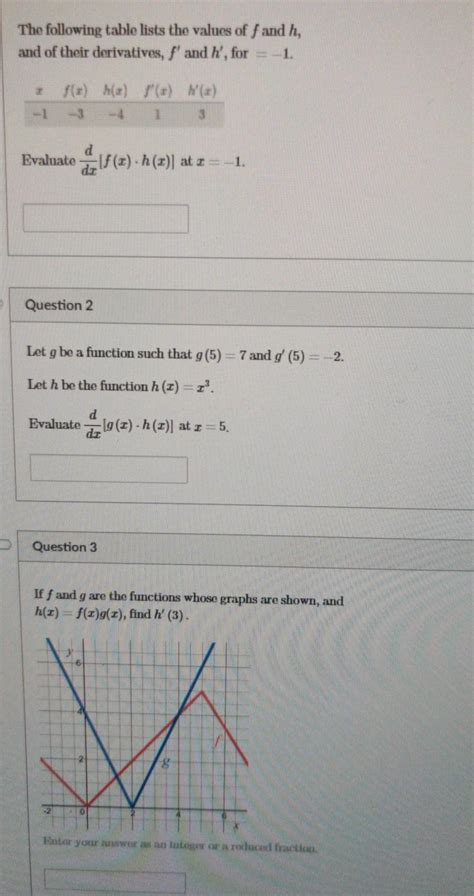 Solved The Following Table Lists The Values Of F And H And