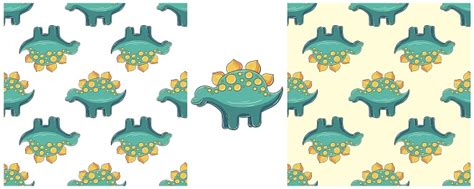 Dinosaurus Dari Periode Jurassic Tangan Digambar Set Dinosaurus Pola