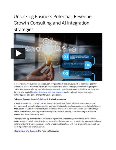 Ppt Unlocking Business Potential Revenue Growth Consulting And Ai Integration Strategies