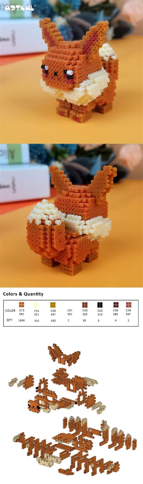 Artkal Fuse Beads Ideas Pokemon D Eevee Pattern Easy Perler Beads Ideas Artkal Bead Diy