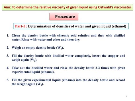 To Determine The Relative Viscosity Of Given Liquid Using Ostwalds