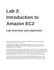 Lab 3 Introduction To Amazon EC2 Docx Lab 3 Introduction To Amazon EC2 Lab Overview And