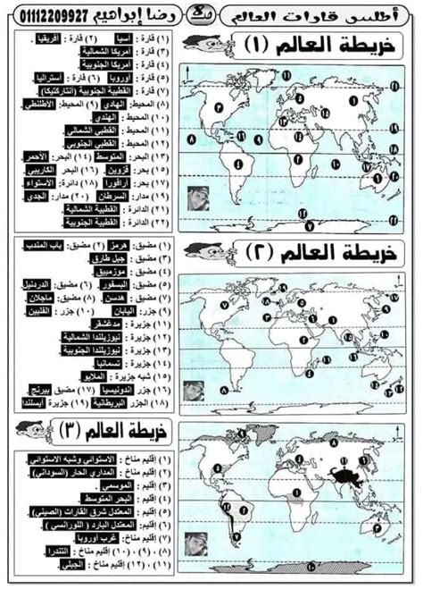 خرائط الدراسات للصف الثالث الإعدادي الترم الأول شبابيك