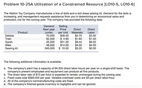 Solved Problem 10 25a Utilization Of A Constrained Resource