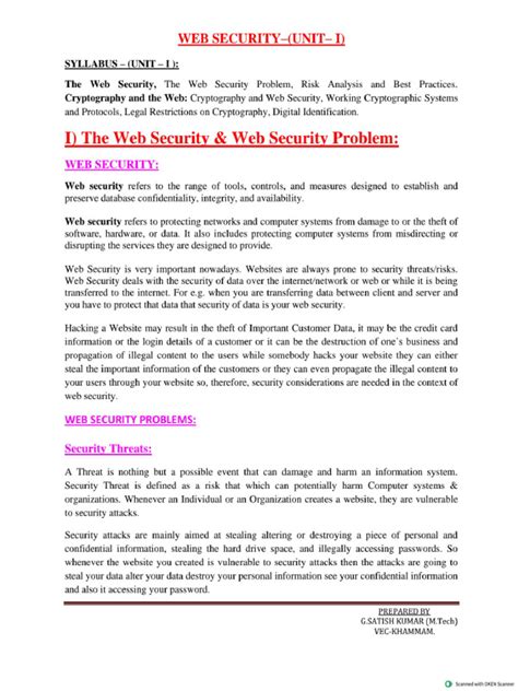 Web Security Unit 1 Material Final Pdf