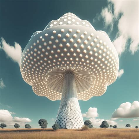 Premium Ai Image There Is A Large Mushroom Like Structure In The Middle Of A Field Generative Ai
