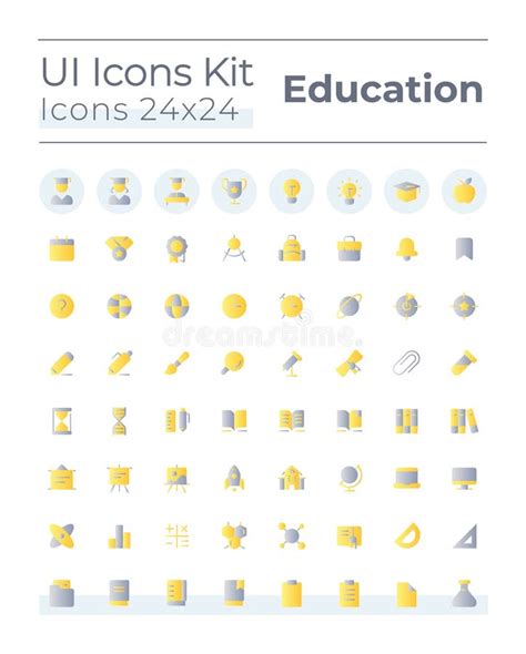 Distance Learning Platform Flat Gradient Two Color Ui Icons Set Stock