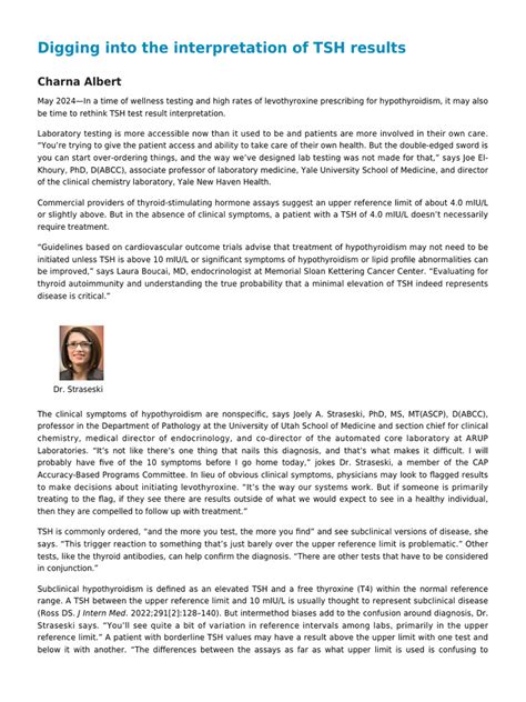 Digging Into Interpretation Of Tsh Results Pdf Hypothyroidism Thyroid Stimulating Hormone