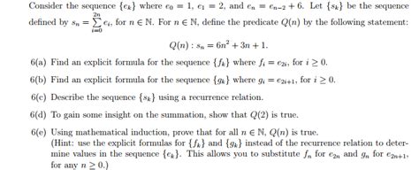 solved consider the sequence {ex where eo 1 ei 2 and